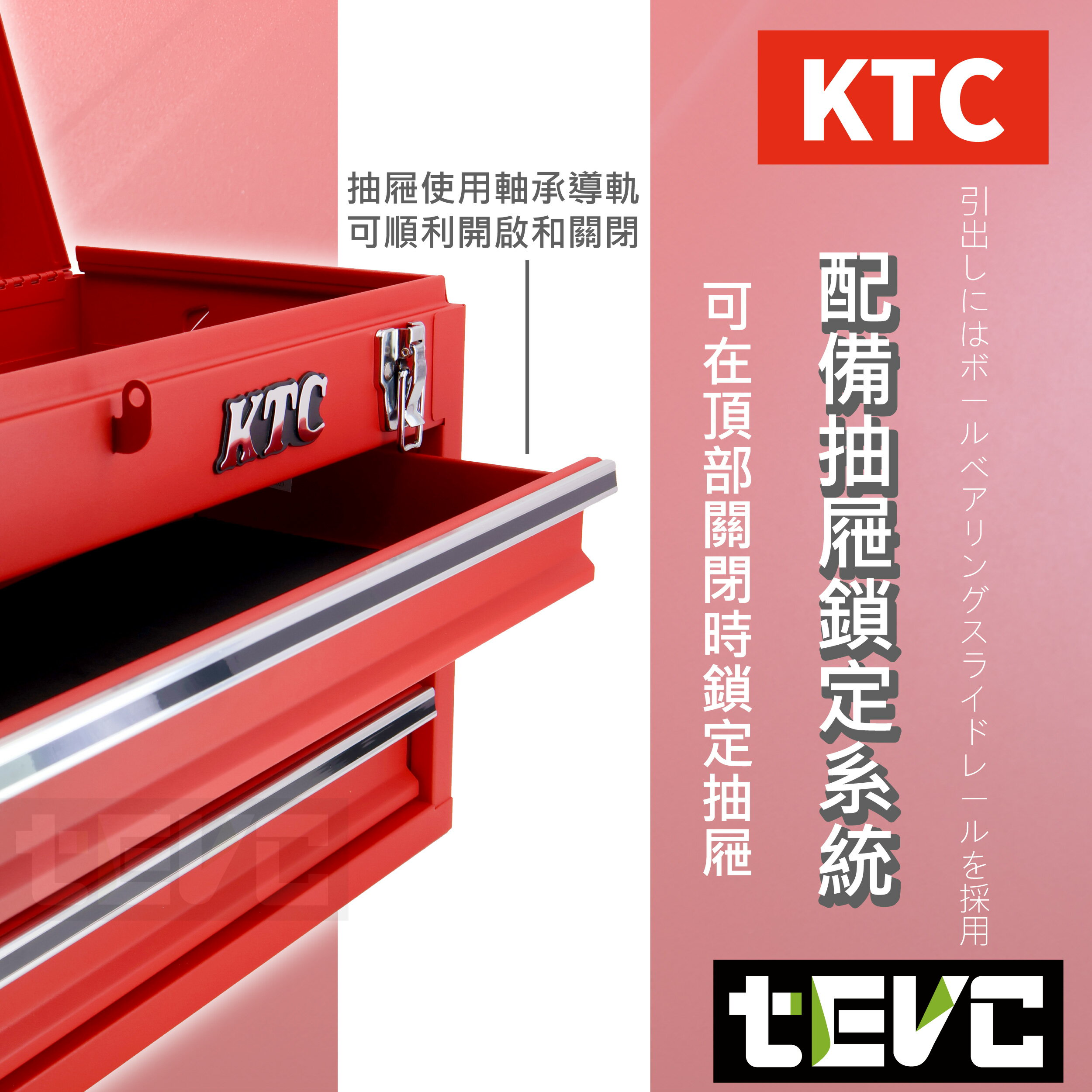 《tevc》含稅 發票 日本 KTC 桌上型 兩抽工具箱 上掀 開蓋 抽屜 滑軌 上鎖 經典紅 工具收納 套筒 扳手 | tevc | 樂天市場Rakuten