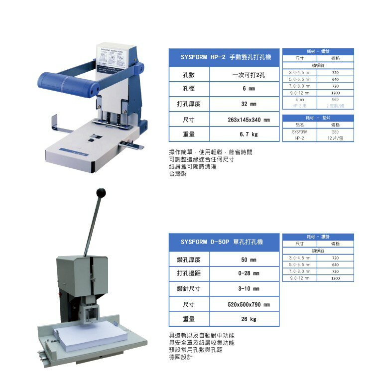 SYSFORM D-50P 電動打孔機 + SYSFORM用 3.0-4.5mm鑽針 事務機器 打洞機 省力打孔 穿孔 | 勁媽媽超級商城直營店 | 樂天市場Rakuten