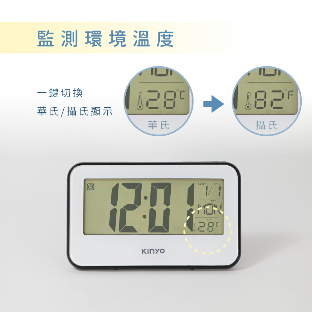 KINYO/耐嘉/大字幕多功能電子鐘/TD-394/大字體顯示屏/傾斜面設計/符合人體最佳視角/倒數計時/萬年曆/鬧鐘 | 伊爾資訊直營店 | 樂天市場Rakuten