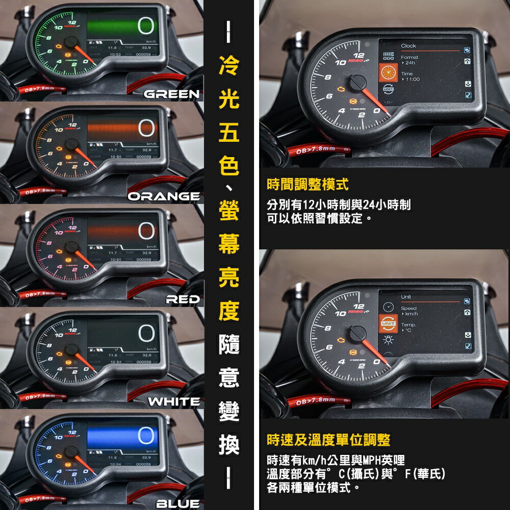 KOSO RX3 多功能儀表 水冷BWS 直上 免剪線 儀表板 儀錶板 溫度表 電壓表 時速表 里程表 超速警告 | 指尖購物 | 樂天市場Rakuten