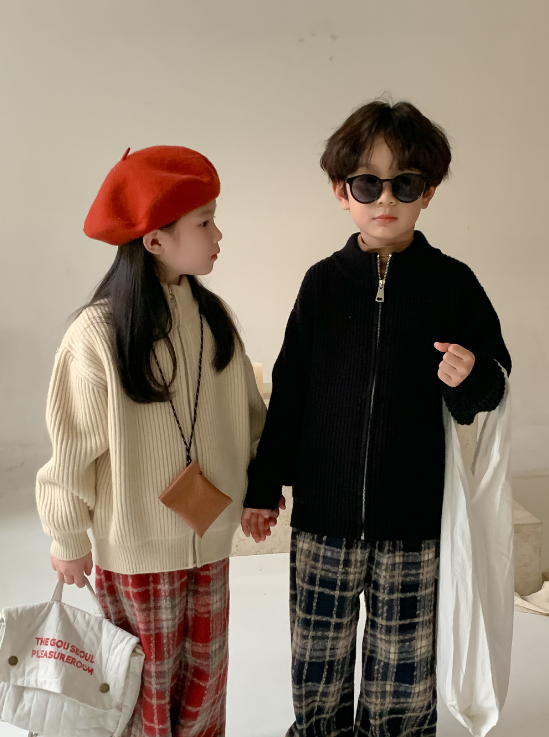 男女童冬款韓版時尚純色拉鍊毛衣休閒外套SM006 | Q嫩潮童裝 | 樂天市場Rakuten