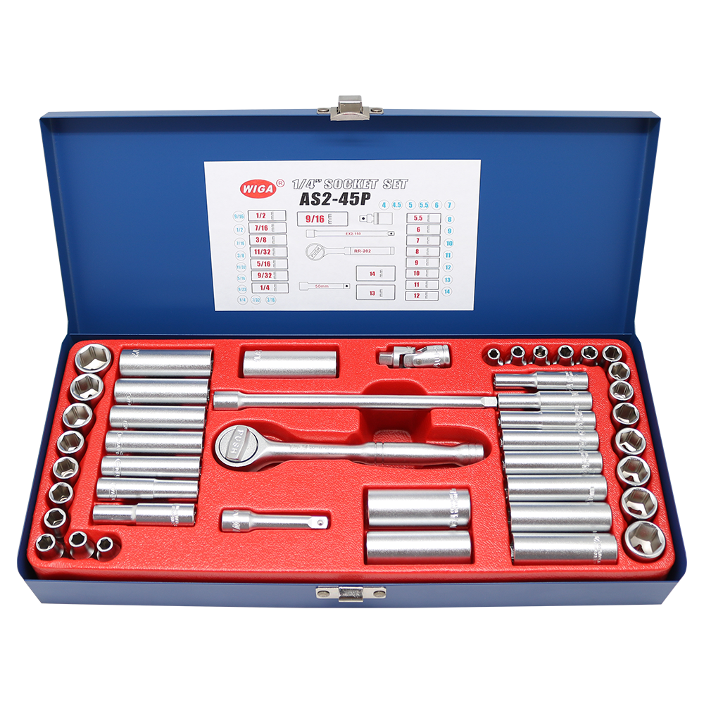 WIGA 威力鋼 AS2-45P 1/4" 45件組白色套筒組 [2分頭, 附棘輪扳手, 接桿] | 威力鋼工具旗艦店直營店 | 樂天市場 ...