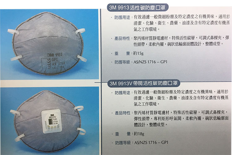 3M 9913V GP1活性碳防塵口罩10個/盒(有呼氣閥(3M口罩 GP1口罩)適用清潔、化驗、衛生、農藥、油漆、及特定濃度有機蒸氣環境 Safetylite | Safetylite直營店 ...