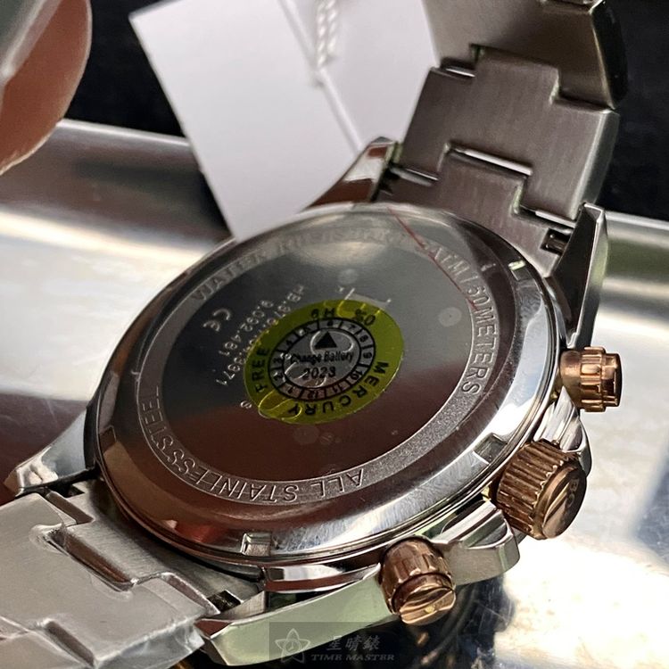 點數9%★BOSS手錶,編號HB1513757,42mm黑圓形精鋼錶殼,黑色三眼, 時分秒中三針顯示, 運動錶面,金銀相間精鋼錶帶款,自用送人 ...