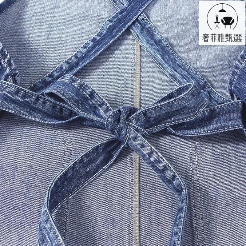 可開票 帆布牛仔圍裙廚房餐廳logo印字奶茶美甲美術工作服時尚定制 SFY1-12公司貨 | 奢菲雅 | 樂天市場Rakuten