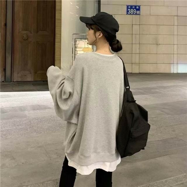（韓風大碼）大尺碼秋冬假兩件寬鬆中長款衛衣女 長袖上衣 大學t | 鼎盛貿易行 | 樂天市場Rakuten
