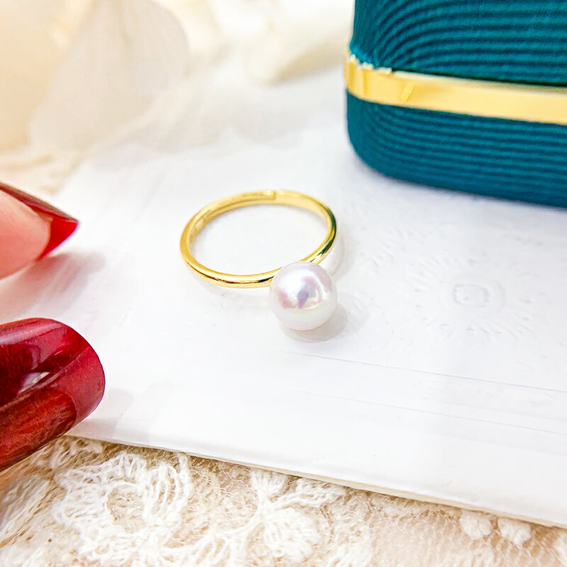 DIY珍珠配件 S925純銀戒指空托 K金光版指環銀飾托女 配6-8mm圓珠 | 協貿國際日用品生活14館 | 樂天市場Rakuten