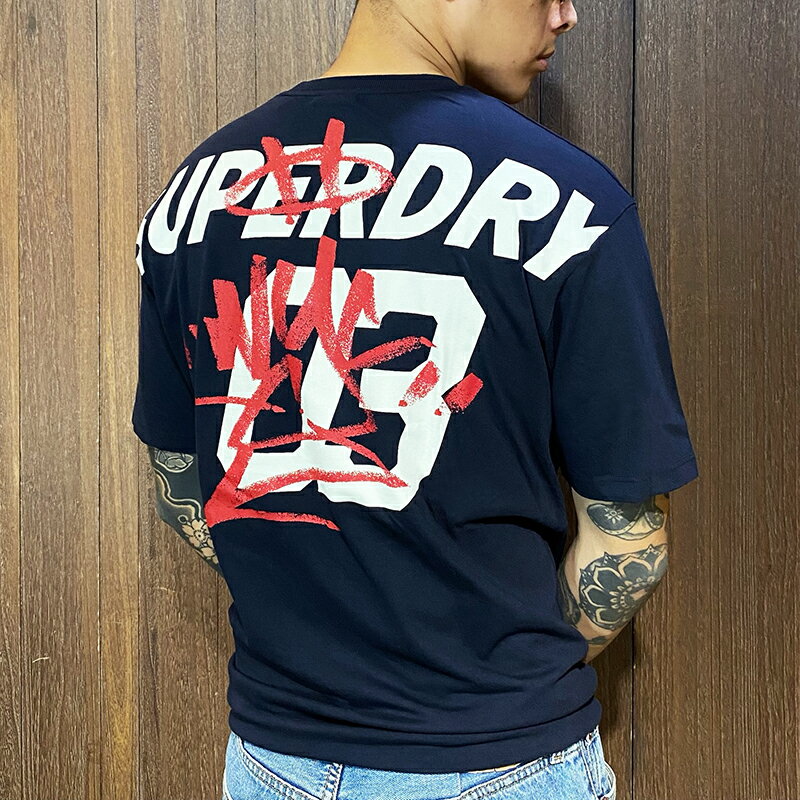 美國百分百【全新真品】極度乾燥 Superdry T恤 上衣 SD T-shirt 短袖 logo 短T 深藍 CC88 | 美國百分百直營店 | 樂天市場Rakuten